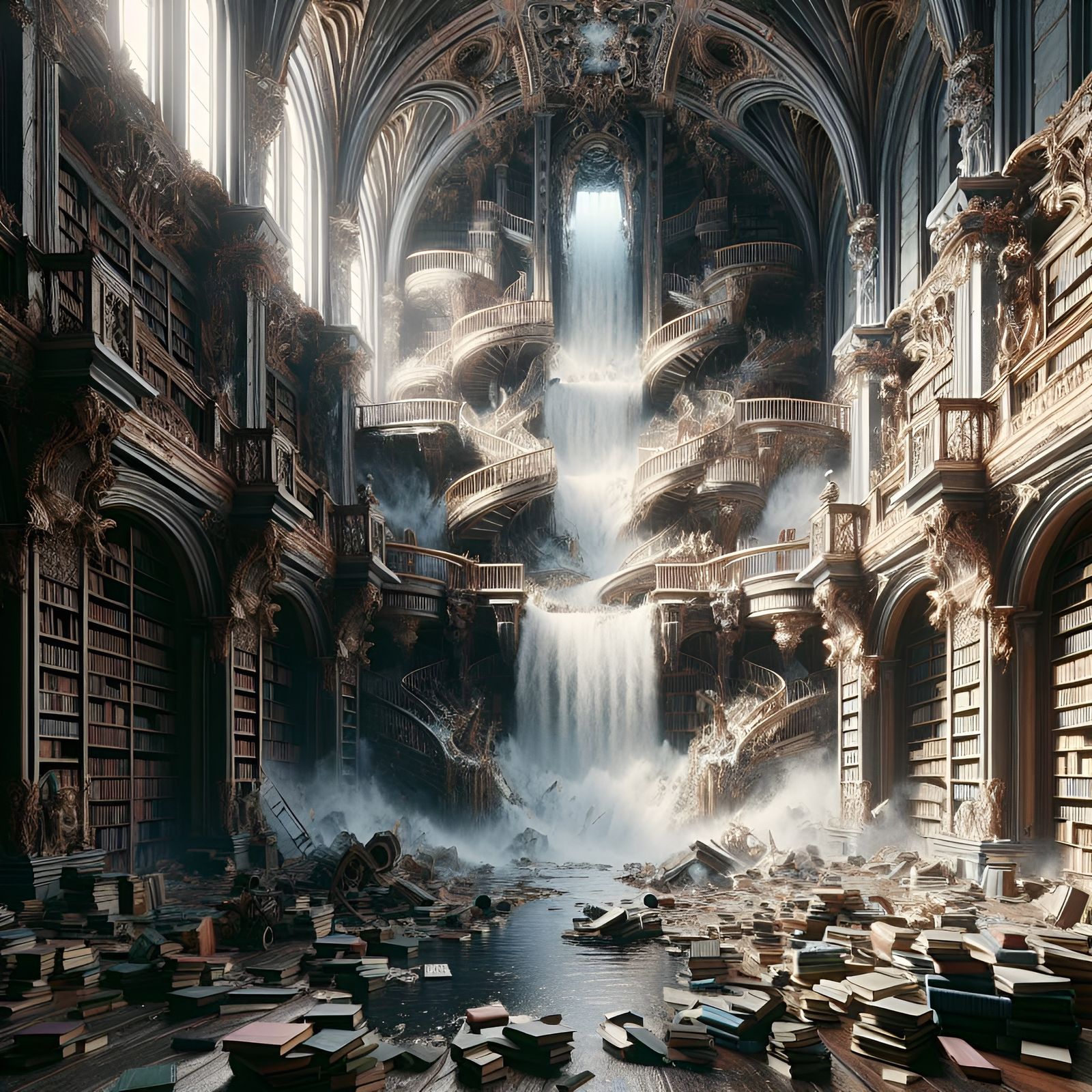 Library ; Chaos 2 - AI Generated Artwork - NightCafe Creator