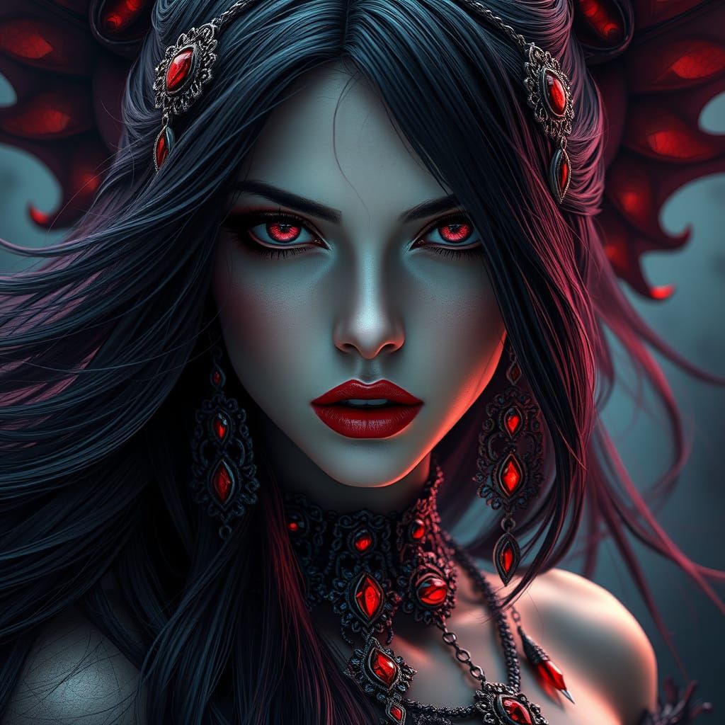 A mesmerizing beauty portrait of a vampire woman