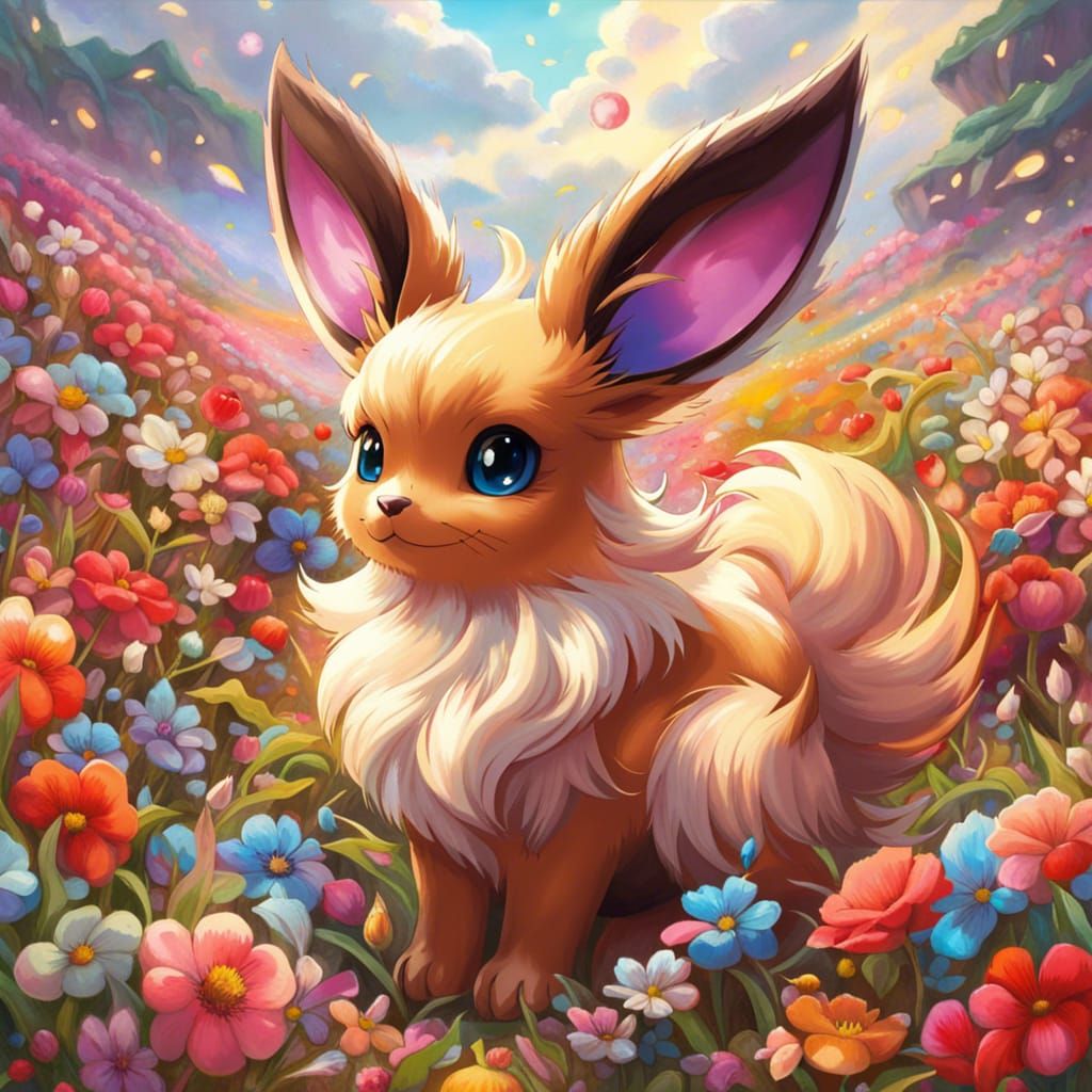 Floral Fantasy Portrait of Eevee - AI Generated Artwork - NightCafe Creator