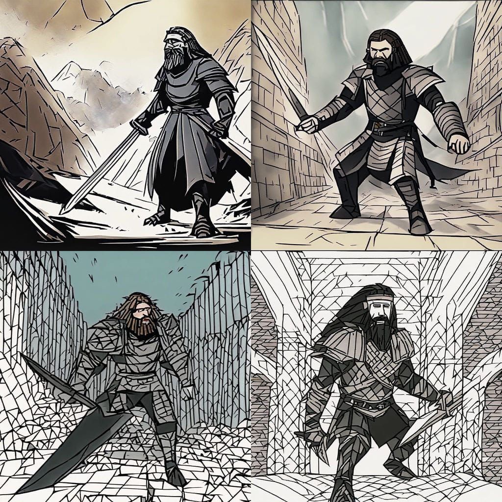 Fantasy King Battles Enemies in Dark Underground T... - AI Art