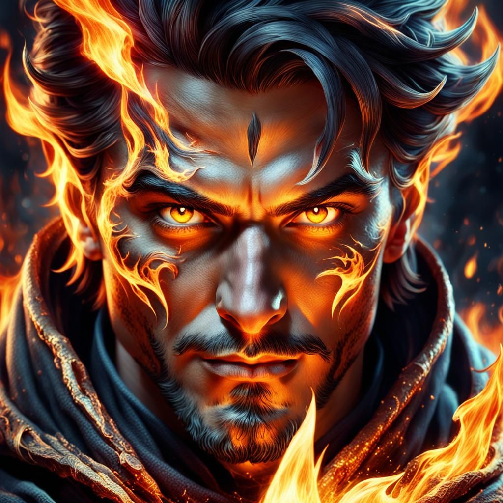 Fire Wizard Portrait - AI Generated Artwork - NightCafe Creator