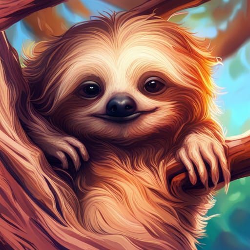 Fluffy baby sloth - AI Generated Artwork - NightCafe Creator