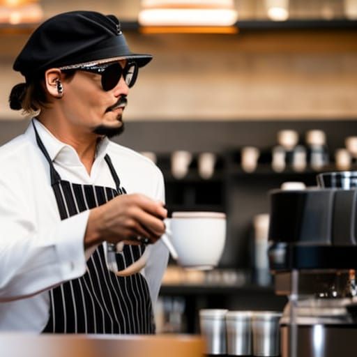 Johnny Depp as a barista - AI Generated Artwork - NightCafe Creator