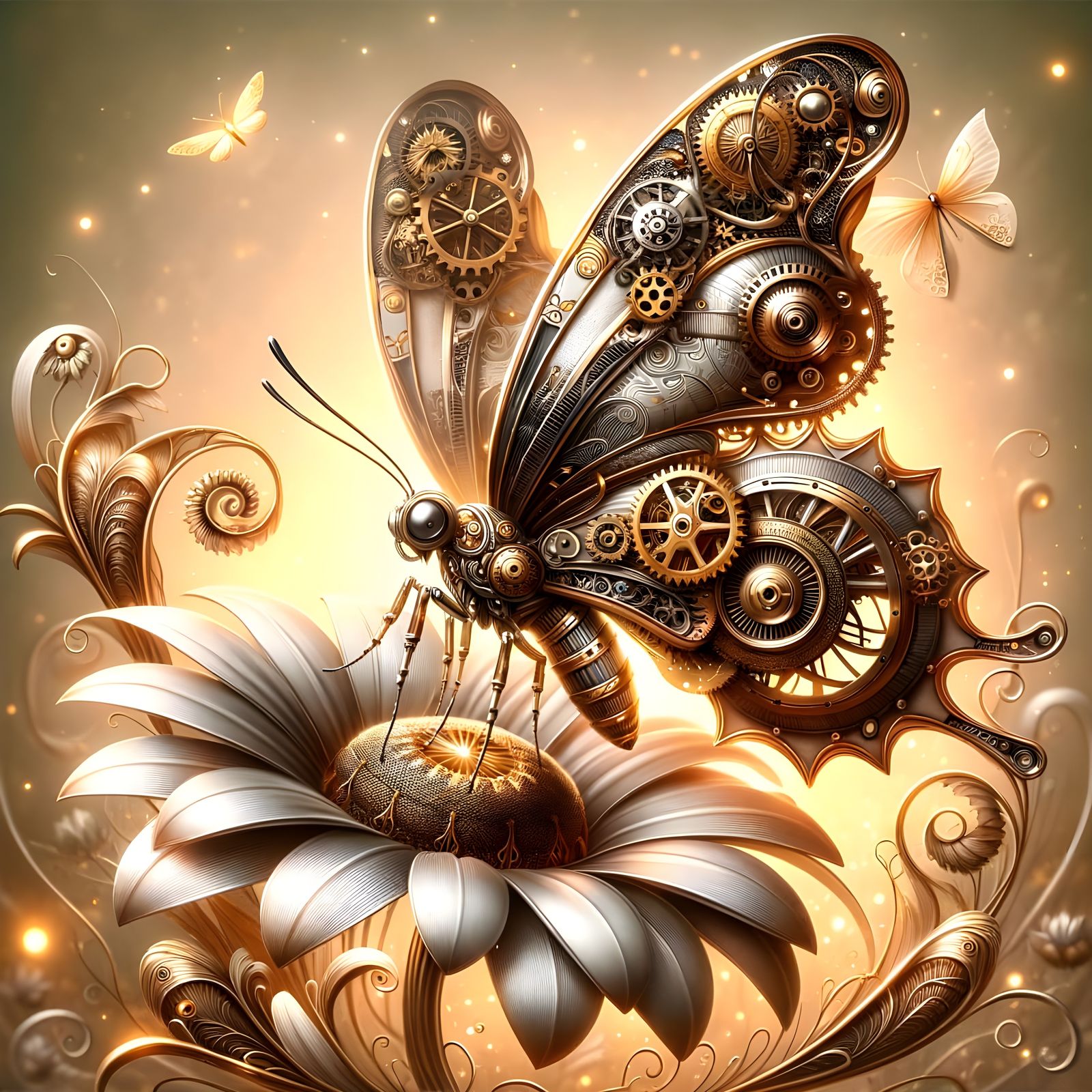Clockwork Wings of Eternity - Steampunk Butterfly in Elegant...