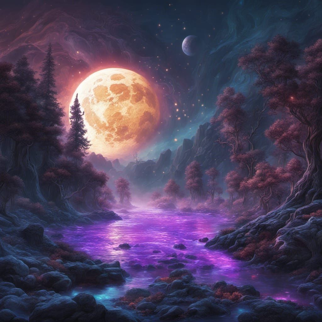 Magical, Glittering, Frosted, bioluminescent, ultraviolet Dreamscape ...