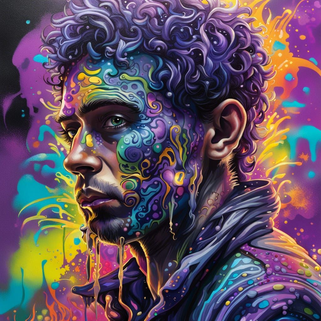 Male model smoldering, close up of face, Lisa frank, Tim Burton ...