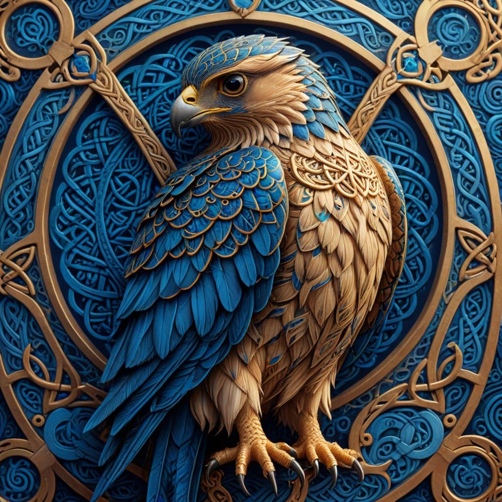 Intricate tattoo of a falcon. Incorporated celtic knots into the body ...