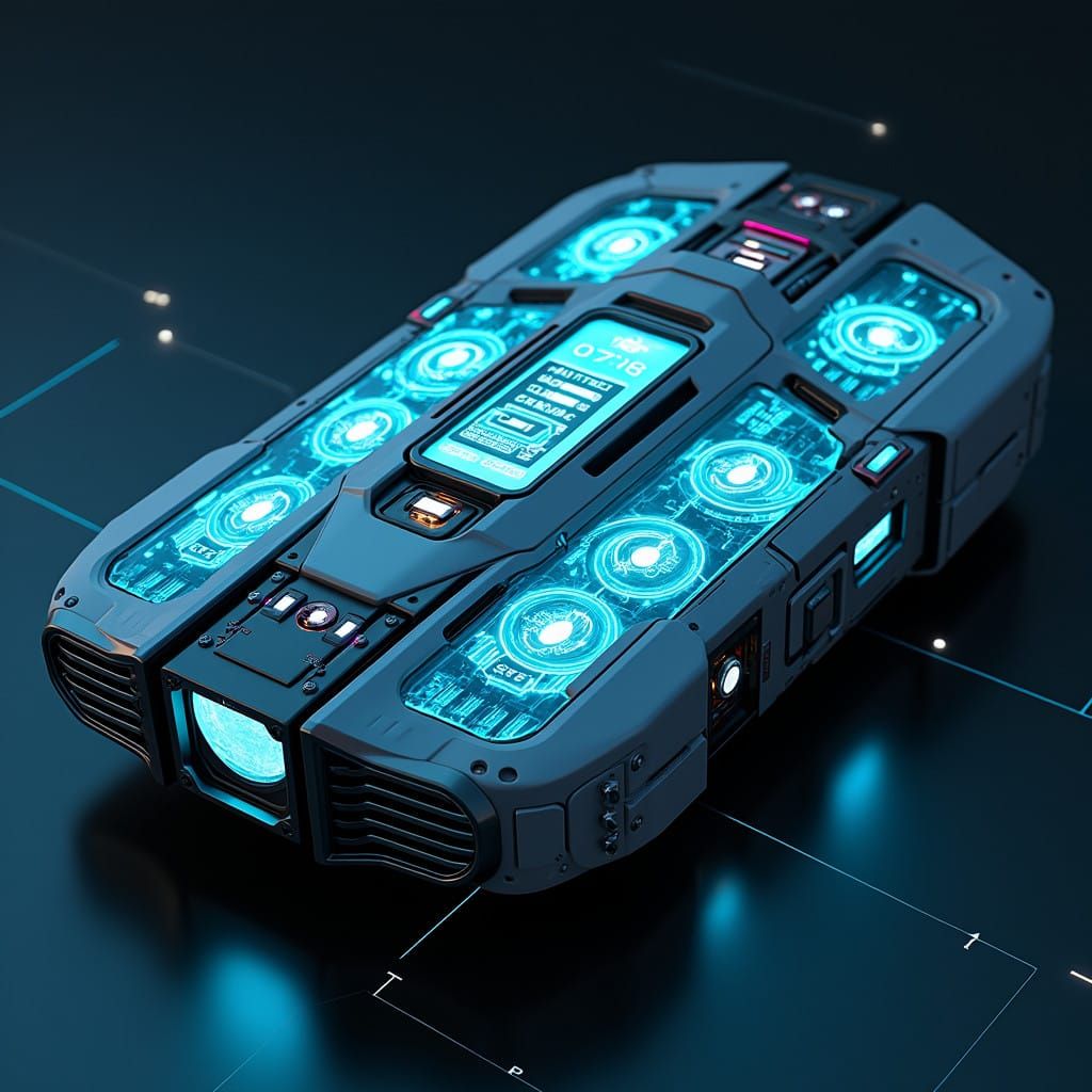 Futuristic Biomechanical Device with Glowing Scree... - AI Art