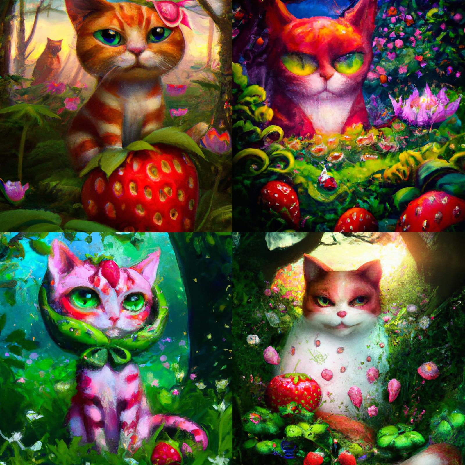 Strawberry cats - AI Generated Artwork - NightCafe Creator