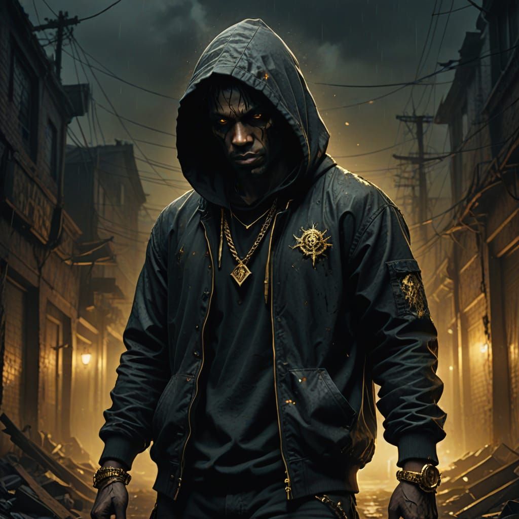 Grimy Gangster Vampire in Dark Fantasy Illustratio... - AI Art