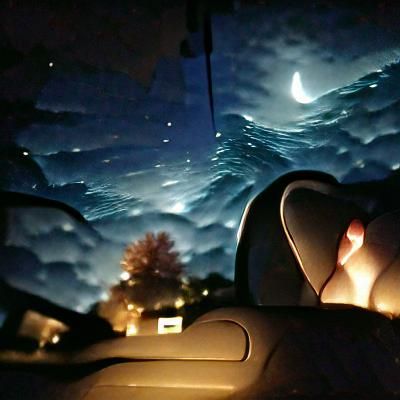 calming night drive in the back seat of the car pov - AI Generated ...