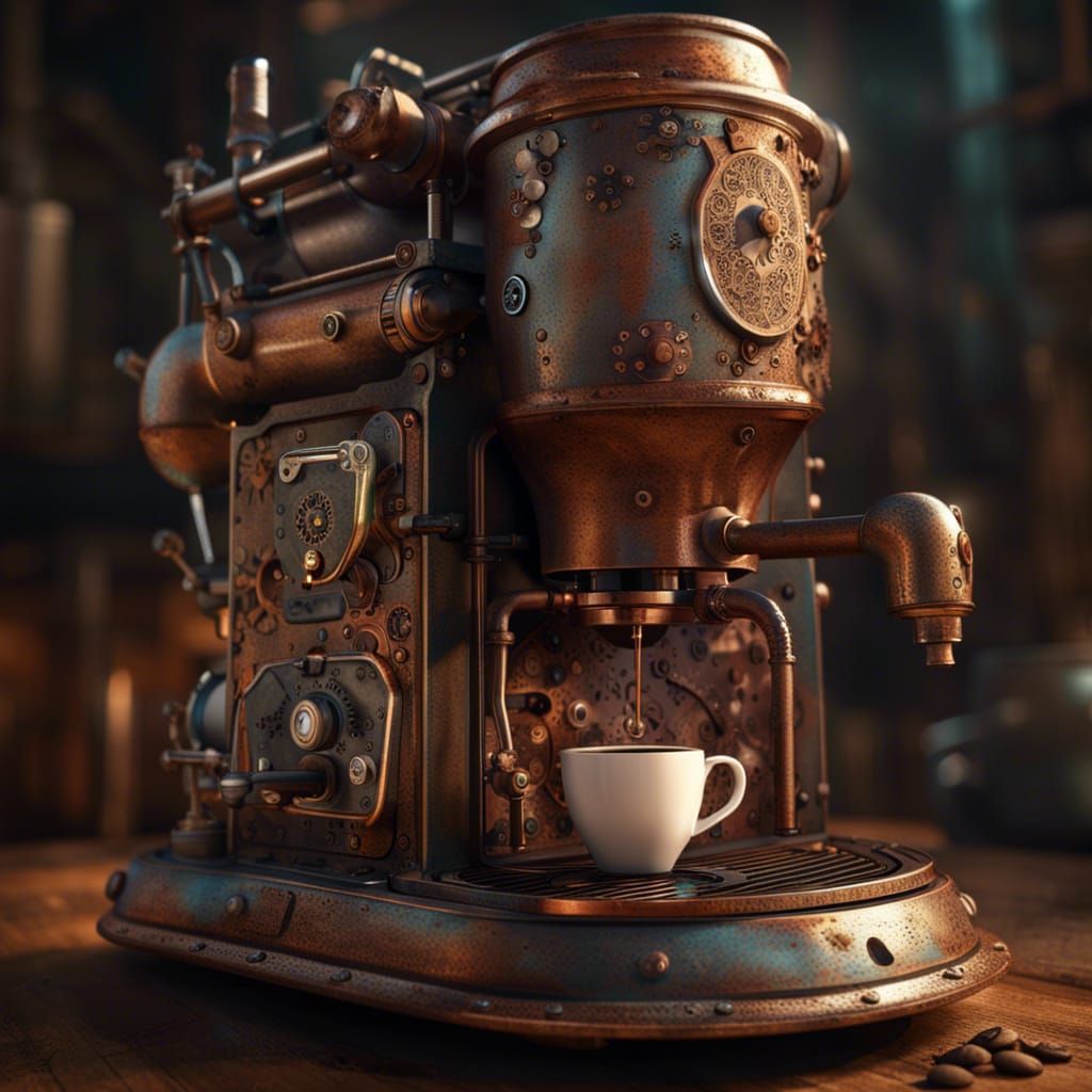 Hot coffee machine - AI Generated Artwork - NightCafe Creator