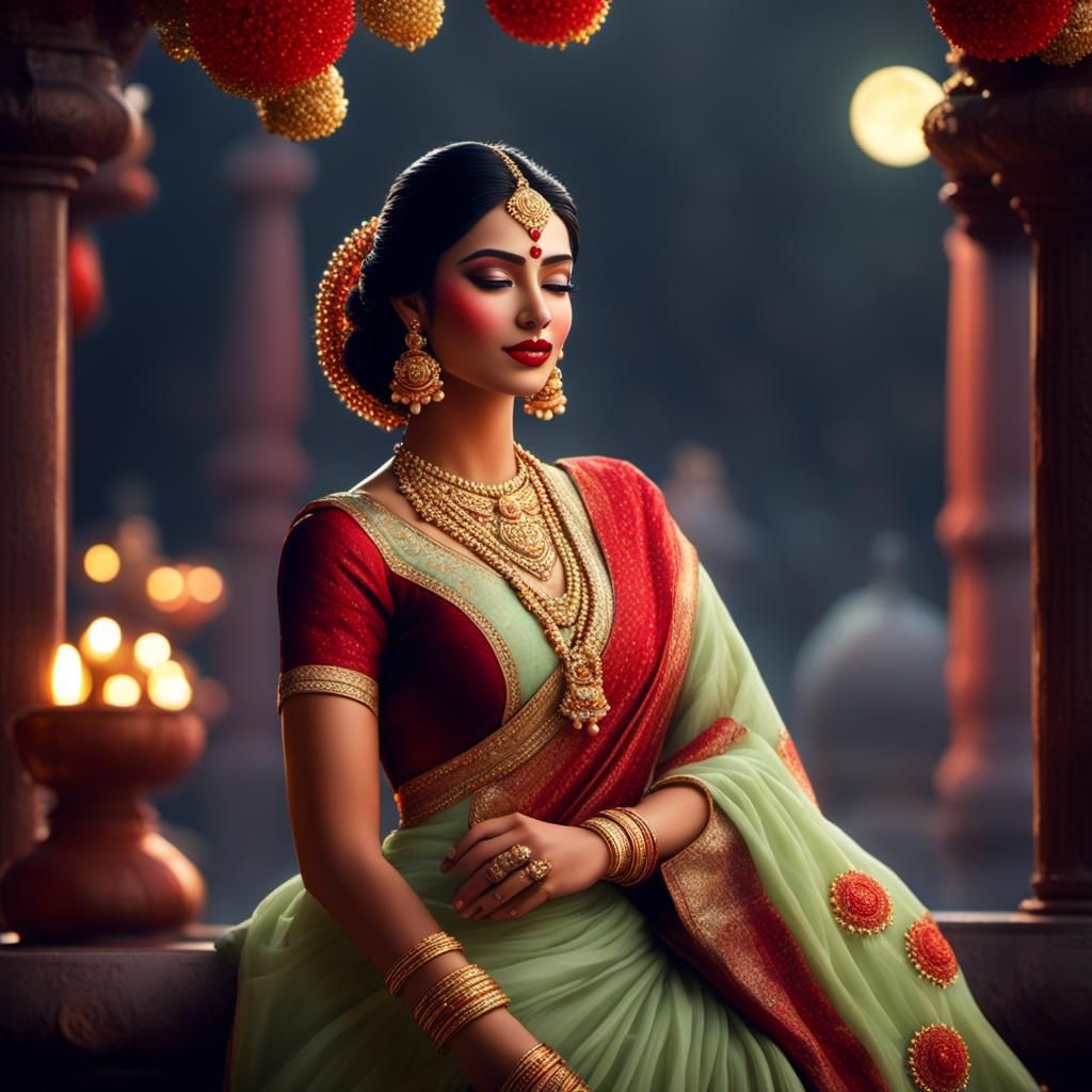 Visualize a beautiful, attractive girl whose delicate features exude ...