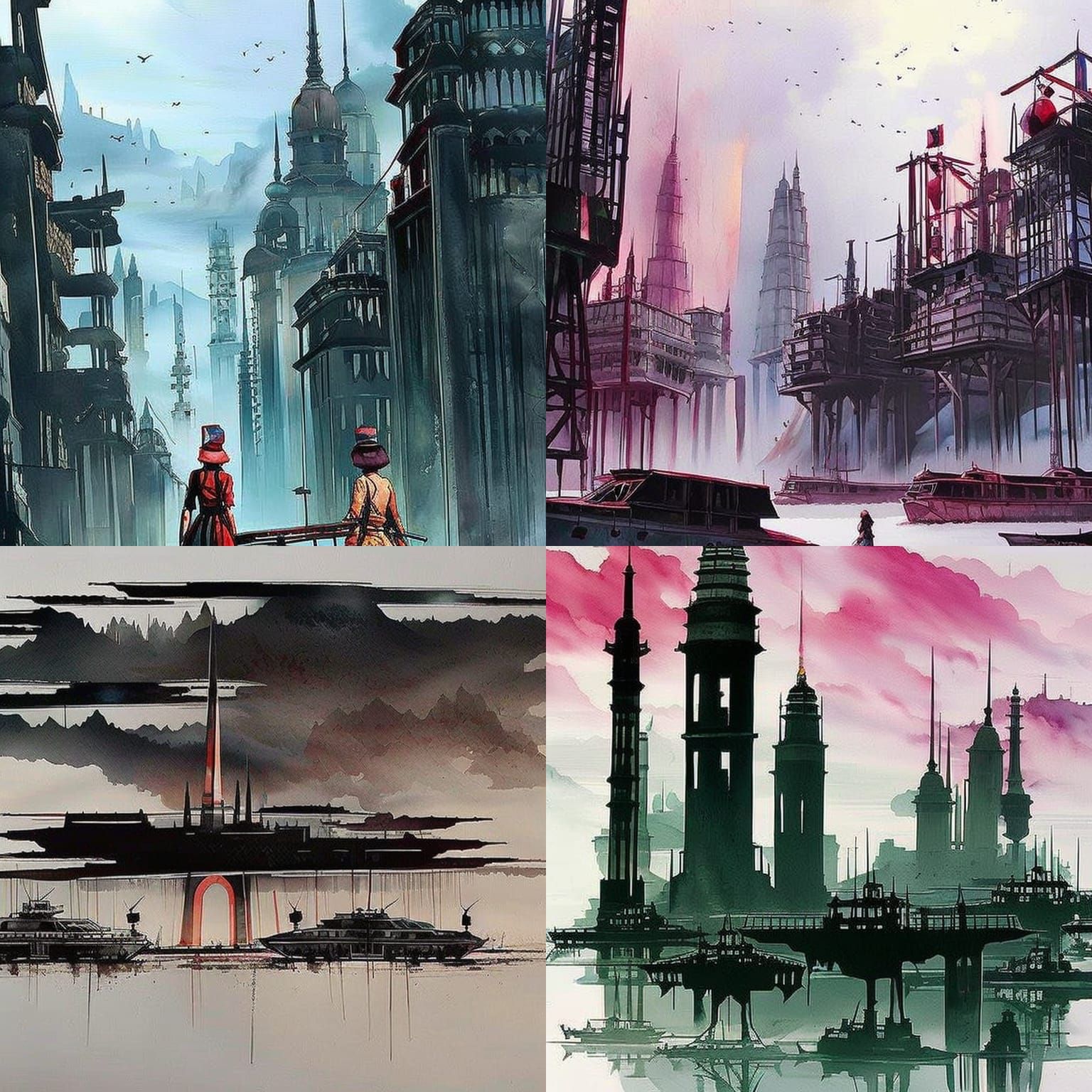 This modern dystopian world in the wonderful ink and watercolor style ...