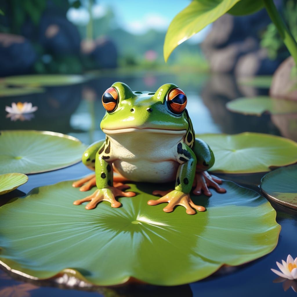 sage frog - Wise Anime Sage Frog Surrounded by Serene Nature