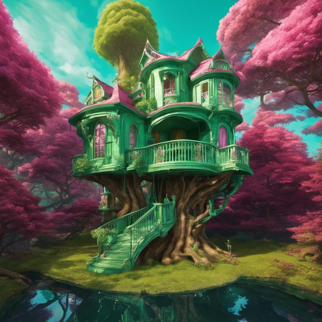 Treehouse for cats - AI Generated Artwork - NightCafe Creator