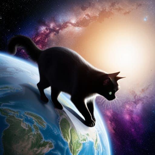 Cat playing with Earth - AI Generated Artwork - NightCafe Creator