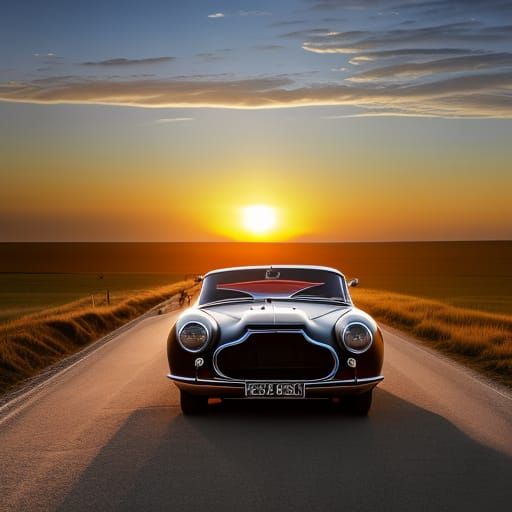 Classic German car in sunset Epic cinematic brilliant stunning ...