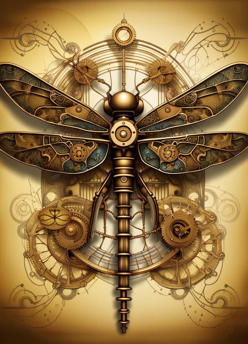 Steampunk Dragonfly - AI Generated Artwork - NightCafe Creator