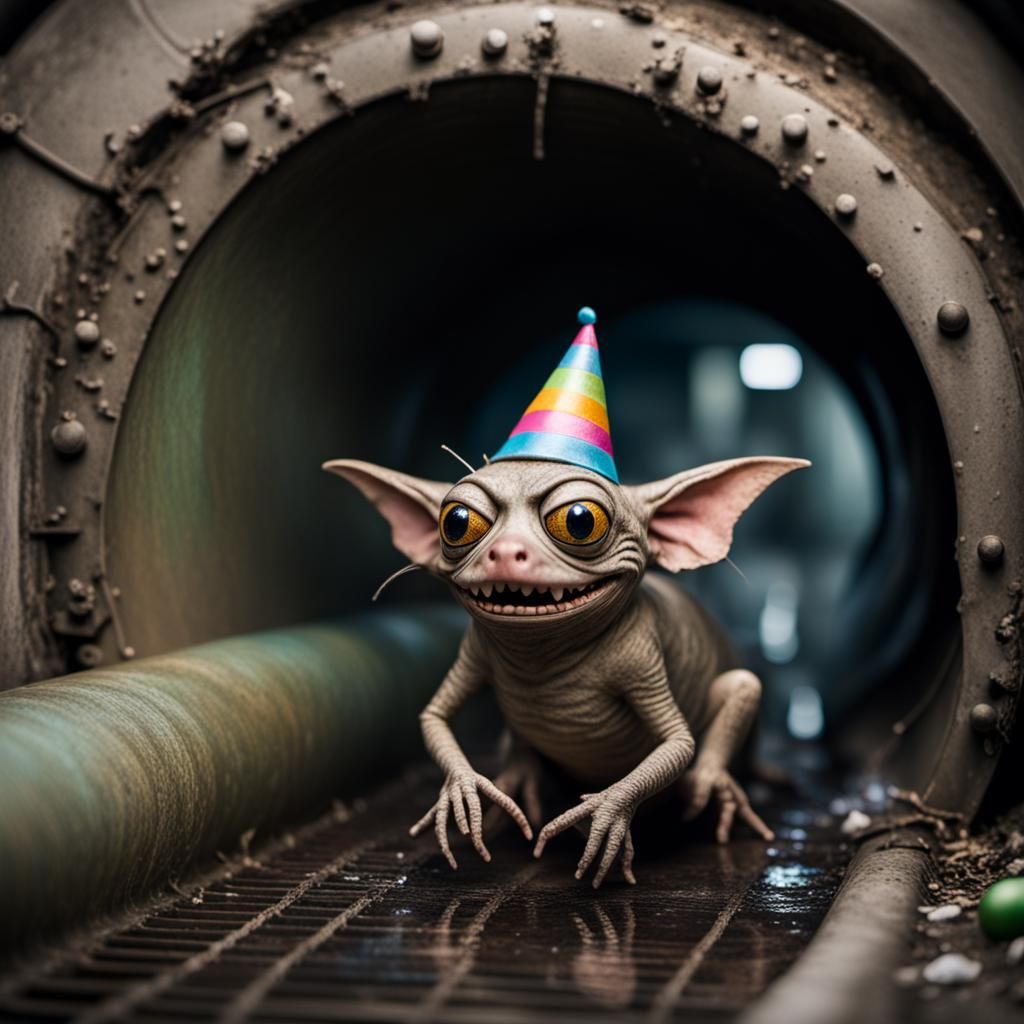 Sewer Creature in a Birthday Hat - Sewer Creature in a Birth...