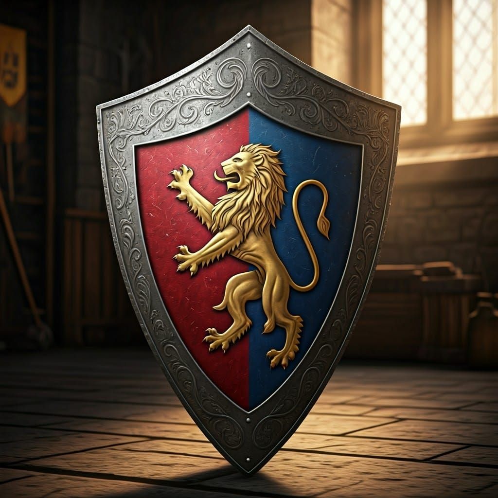 Lion Shield - Medieval Lion Shield with Intricate Engravings...