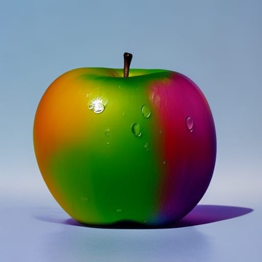 A rainbow apple with raindrops on the applee - AI Generated Artwork ...
