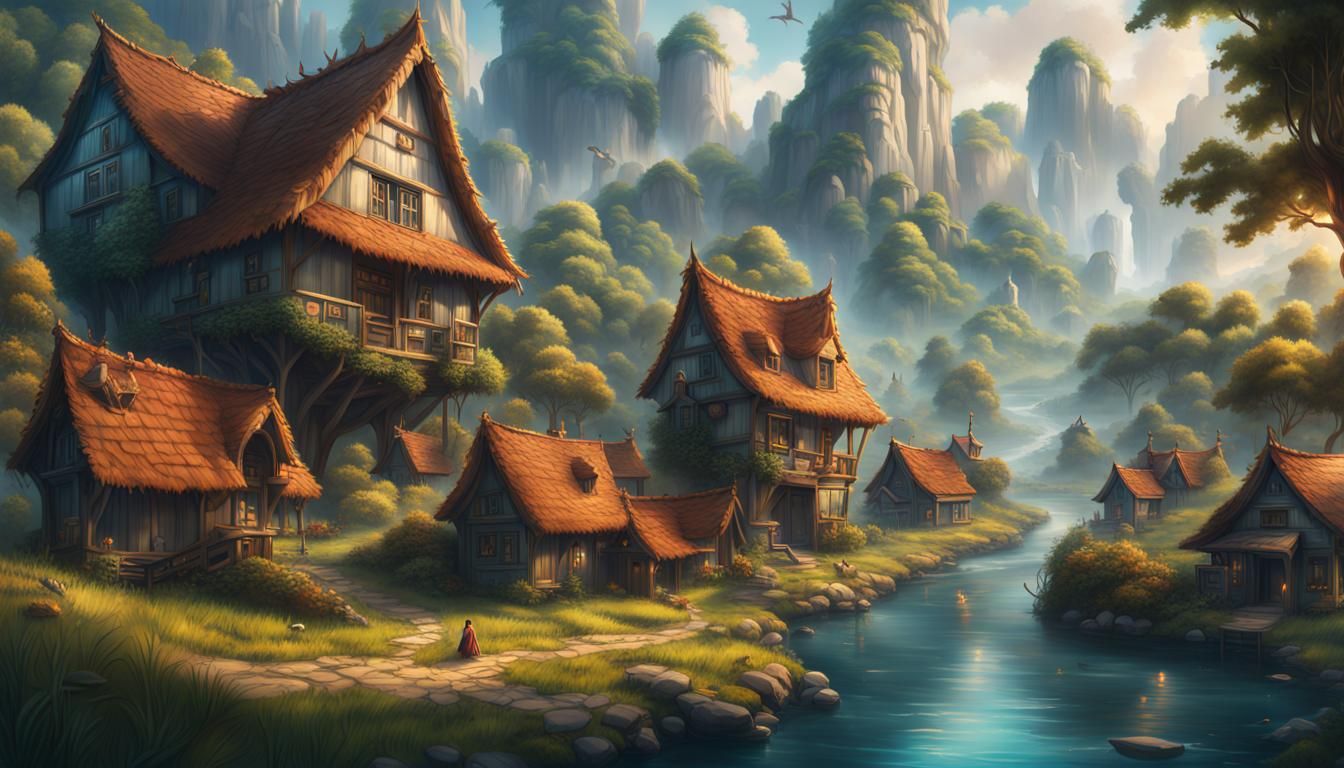 peaceful village - AI Generated Artwork - NightCafe Creator