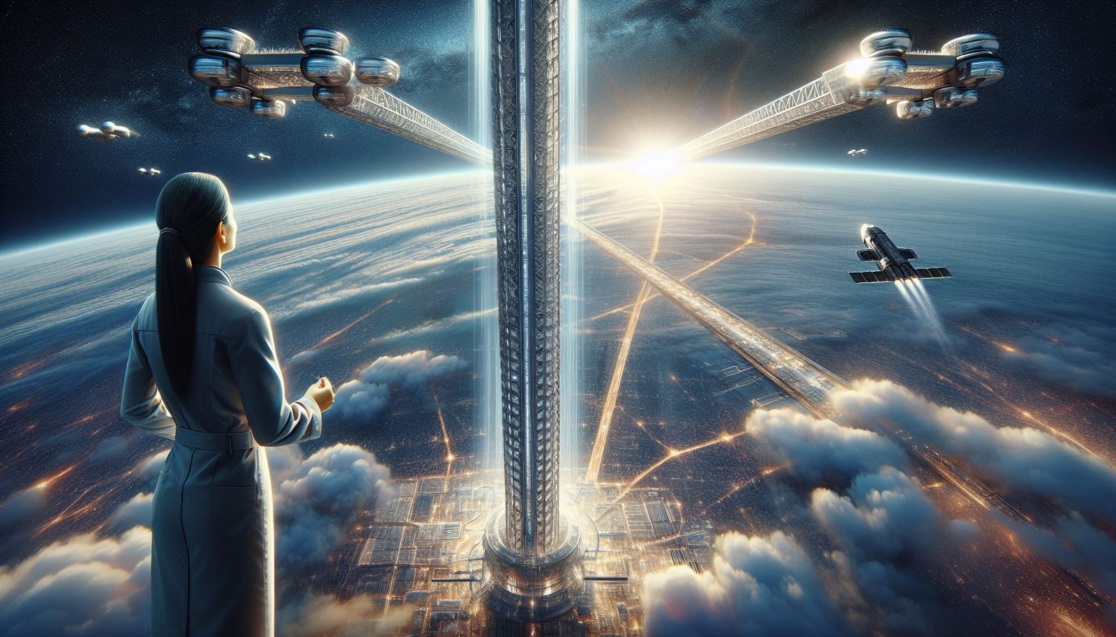 Space elevator - AI Generated Artwork - NightCafe Creator