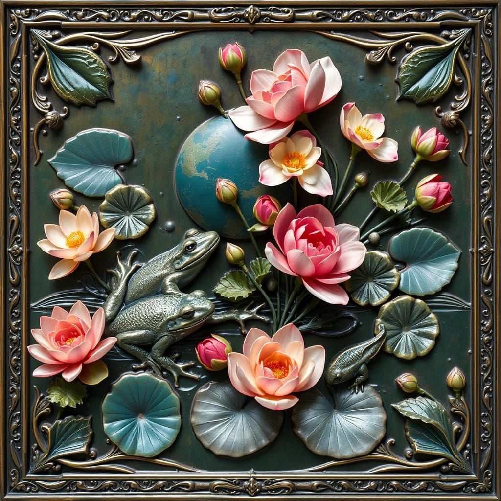 Egyptian frogs - Egyptian-Inspired Brass Panel with Frogs an...