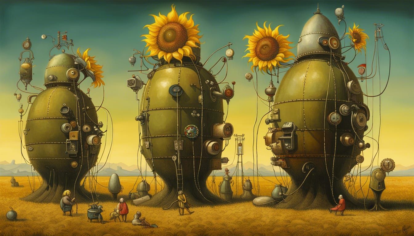 Sunflower Machines - AI Generated Artwork - NightCafe Creator