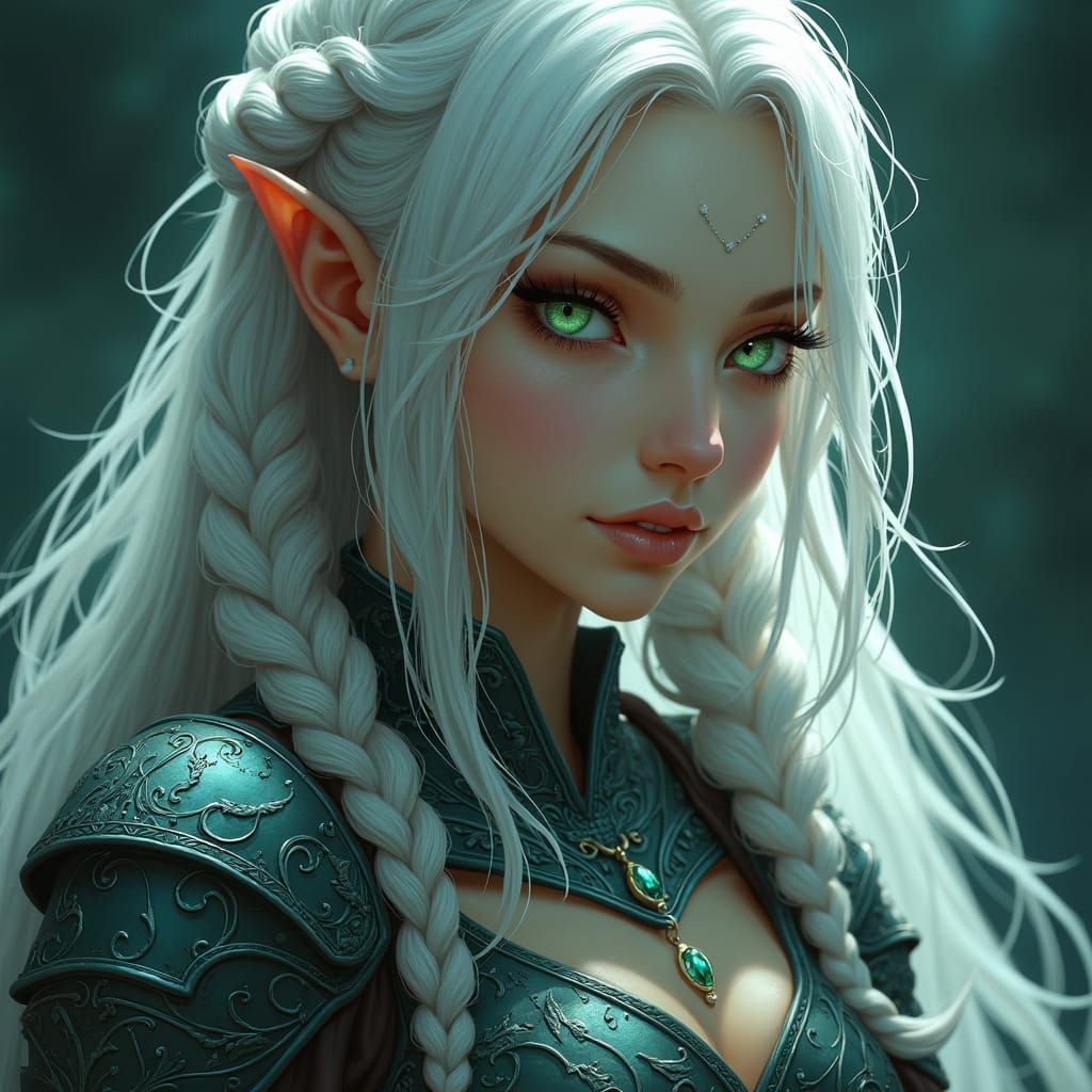 Glowing Priestess of Selune in Moonlit Armor - AI Art