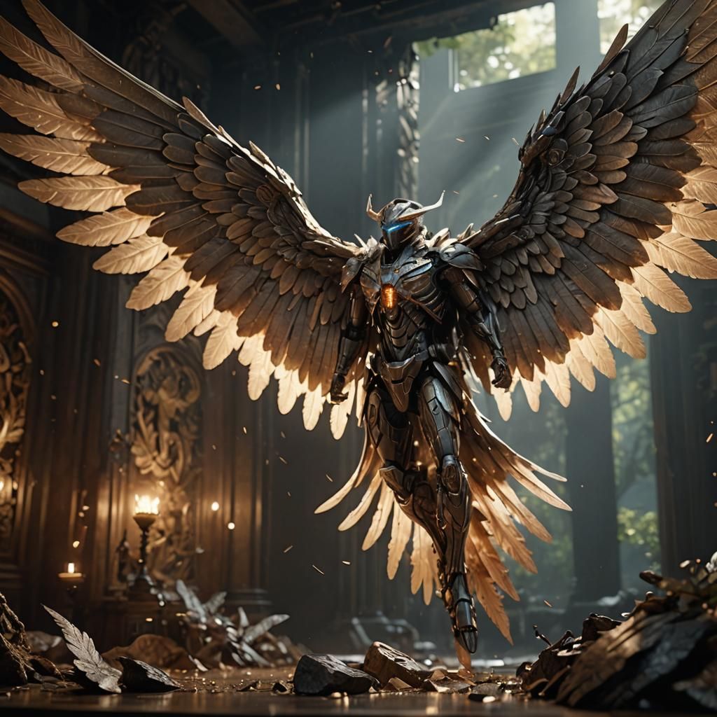 Cyborg Angel "Eskholeom" - AI Generated Artwork - NightCafe Creator