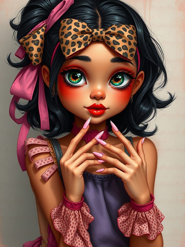 Trinidad girl with black hair, strawberry lips, and colorful clothes ...