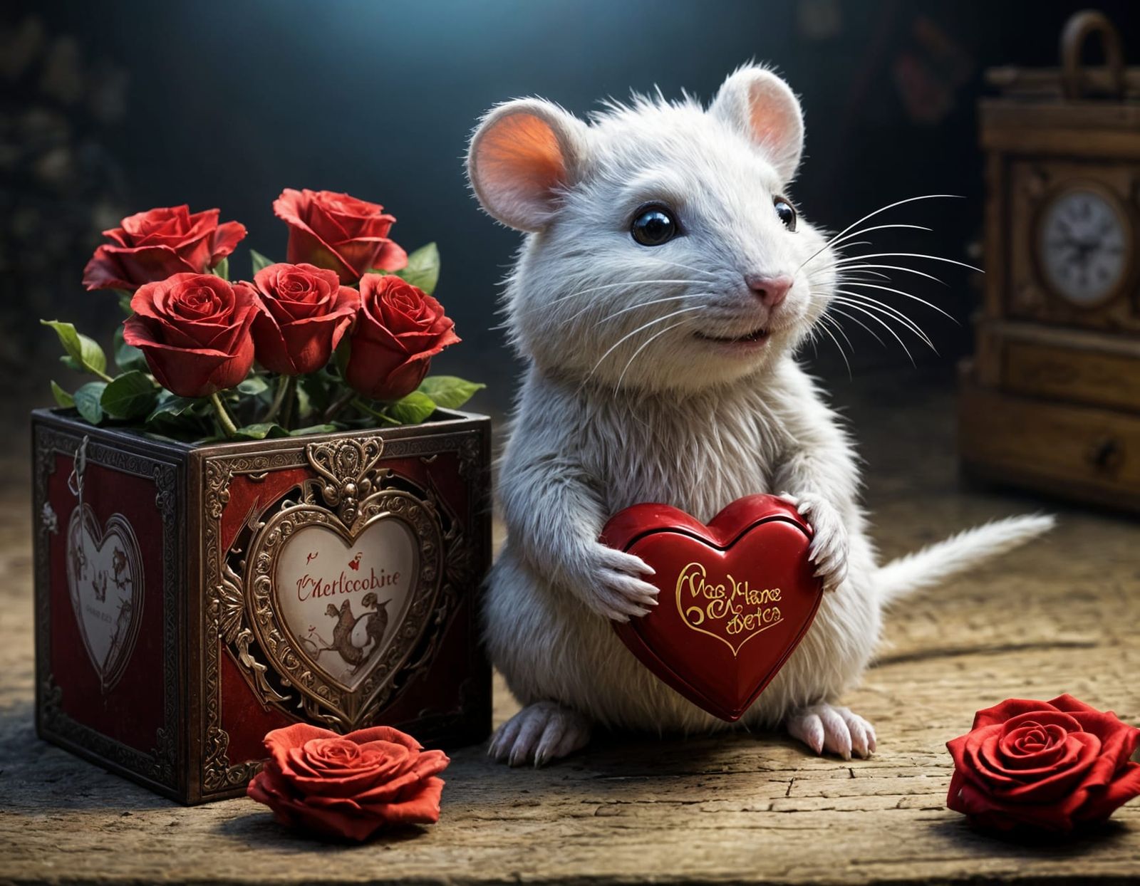 Whimsical Rat in Luxurious Gift Setting - AI Art