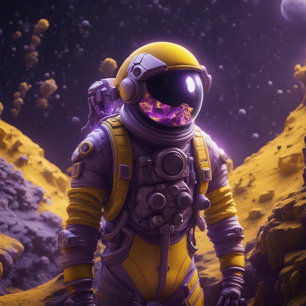 astronaut purple and yellow color scheme - AI Generated Artwork ...