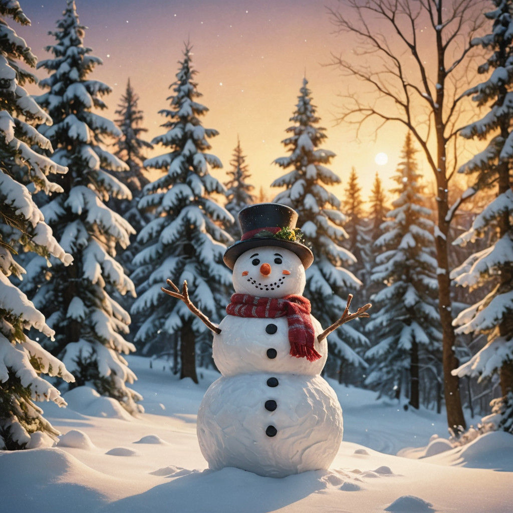 A handsome snowman - A Charming Winter Figure