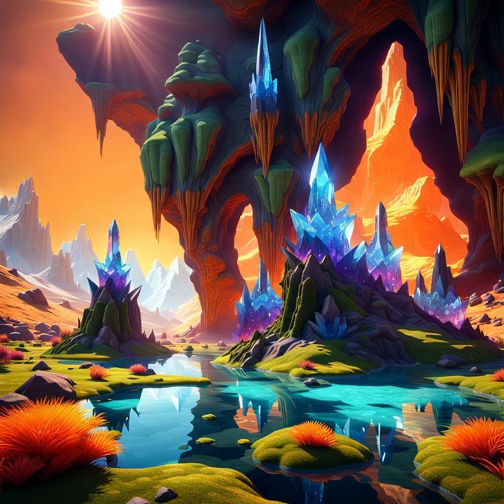Crystals on an alien world - AI Generated Artwork - NightCafe Creator