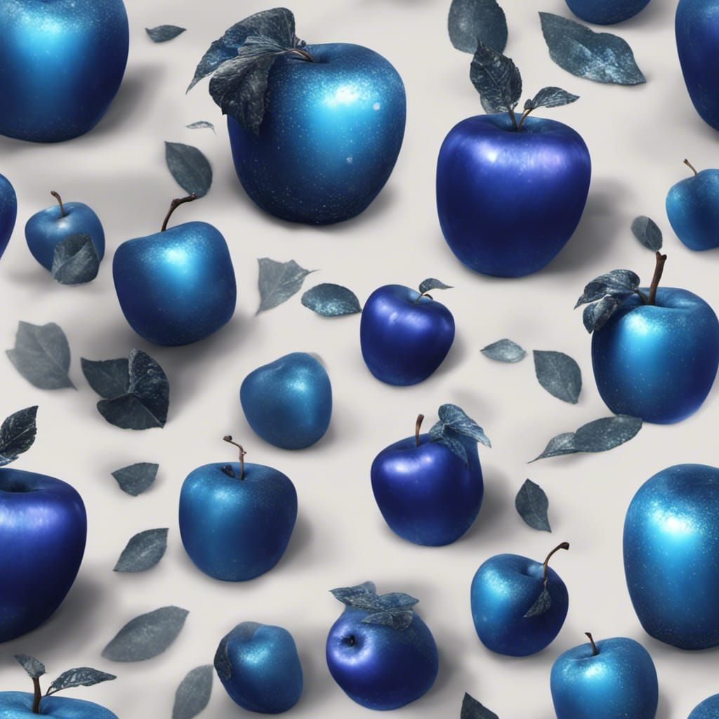 compose a vivid description of a delectable blue apple with a ...