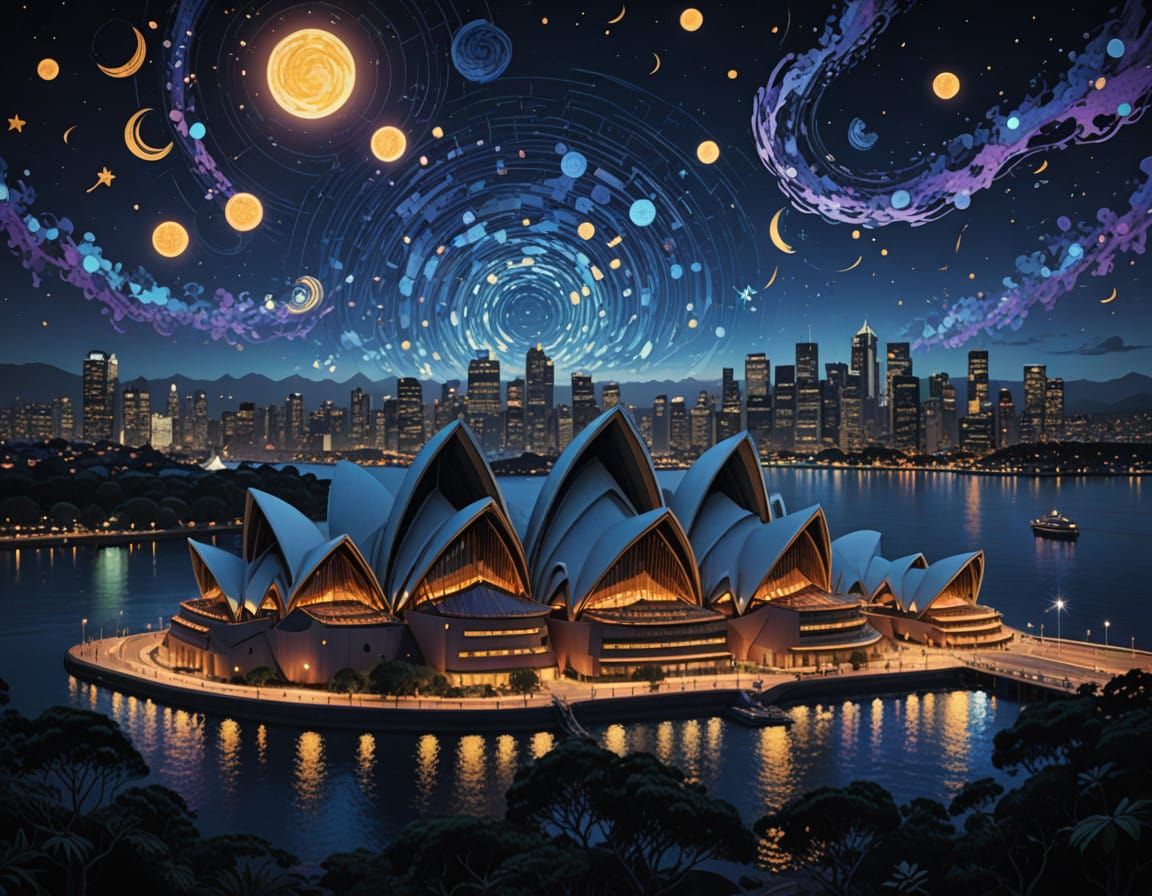 Celestial Harmony at the Sydney Opera House - AI Art