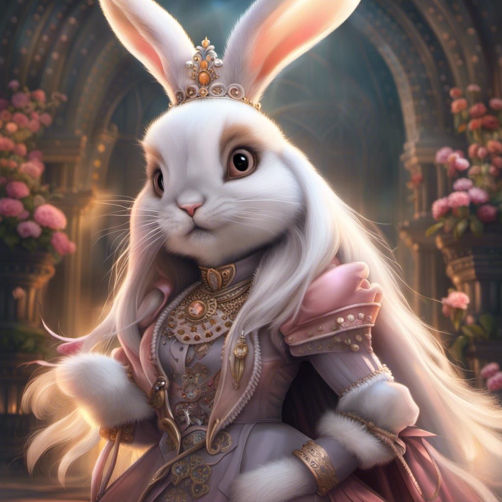anthropomorphic rabbit princess, she is a rabbit, kind and cute, furry ...
