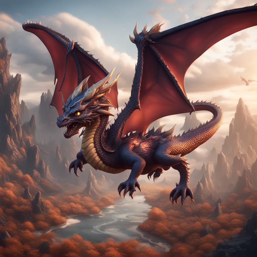 Hovering Dragon - AI Generated Artwork - NightCafe Creator