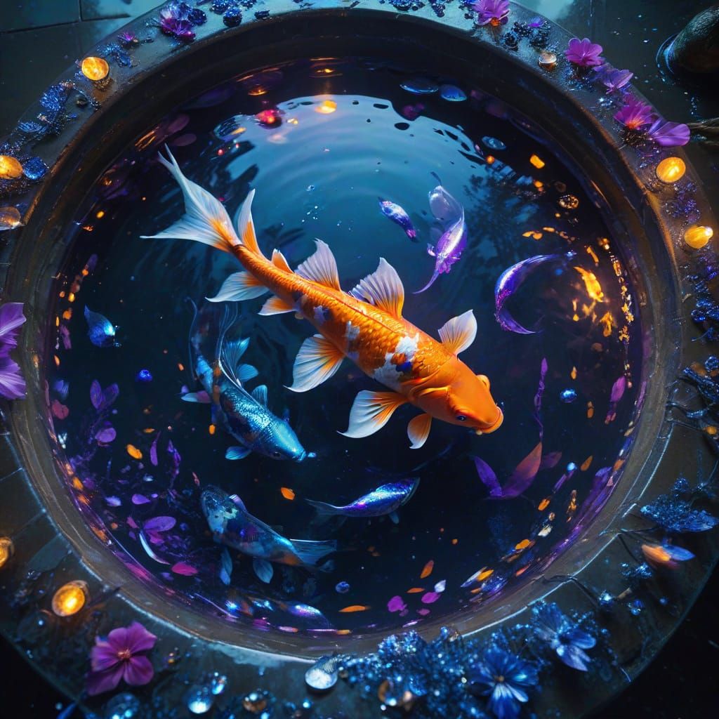 Two fantasy koi. Attempt 4 - Two Fantastical Koi Fish Swim i...
