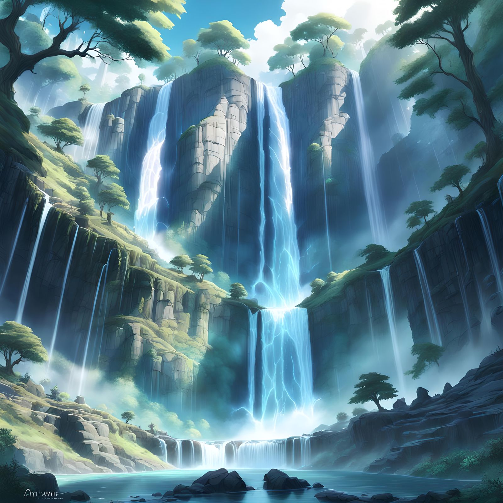 waterfall - AI Generated Artwork - NightCafe Creator
