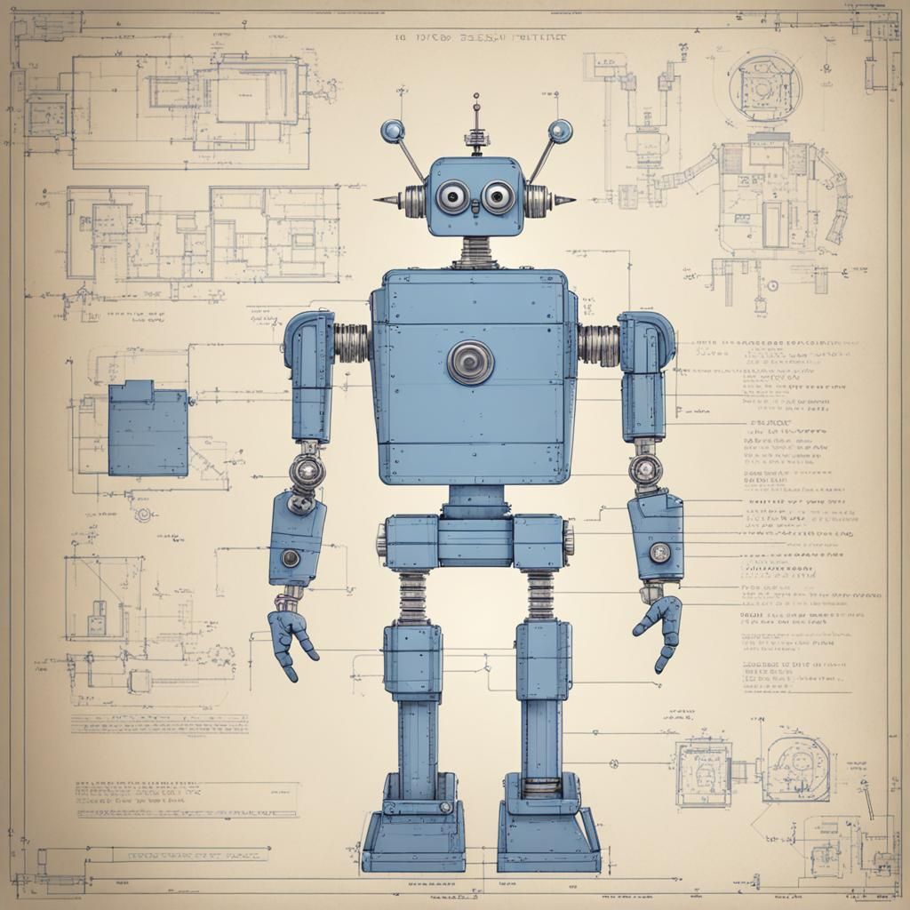 Blueprint of a robot - AI Generated Artwork - NightCafe Creator
