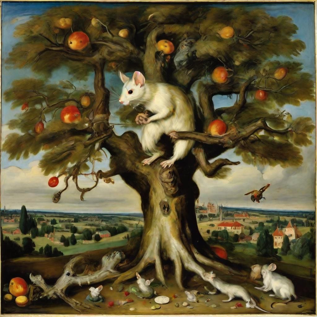 Here is a giant mouse living on a mystical tree and eating unknown ...