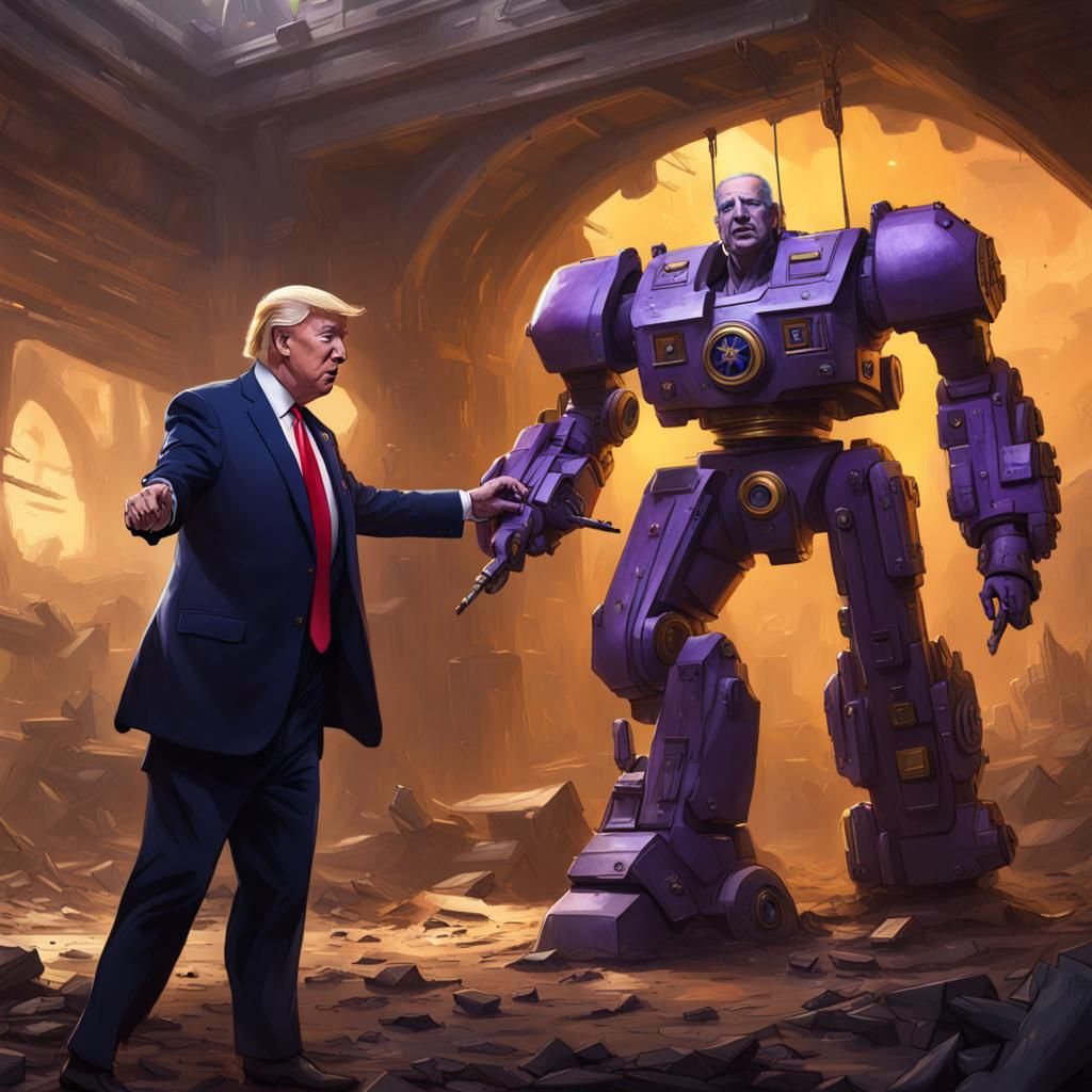 Joe Biden and Donald Trump having a Mech fight - AI Generated Artwork ...