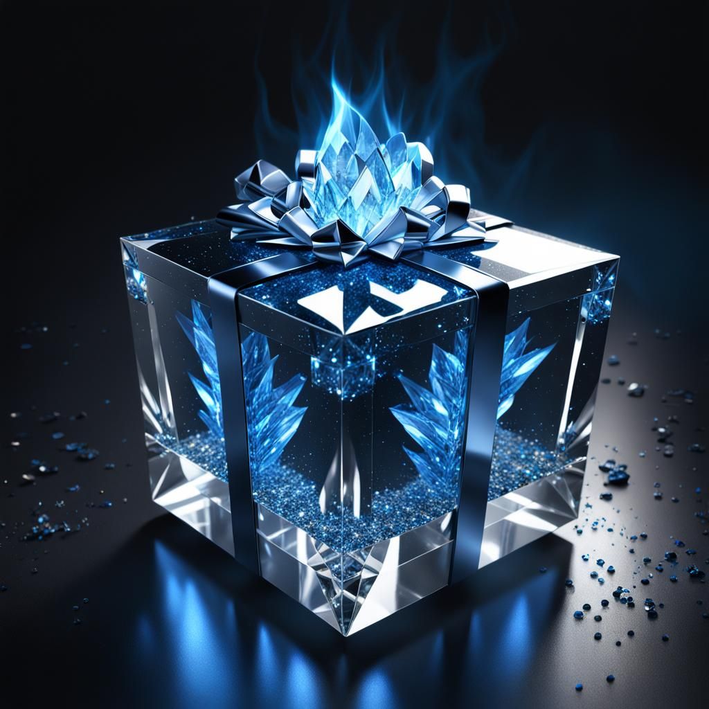Crystal Blue Flame Box - AI Generated Artwork - NightCafe Creator