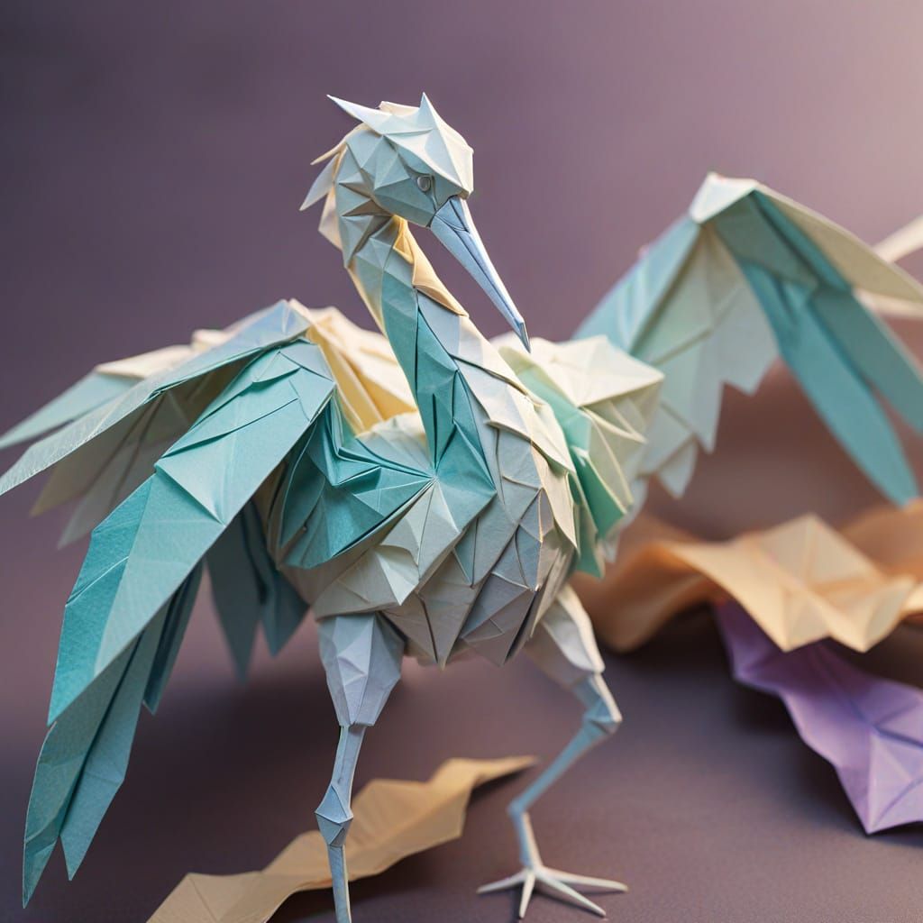 ciguenia Origami - Elegant Origami Stork in Soft Focus