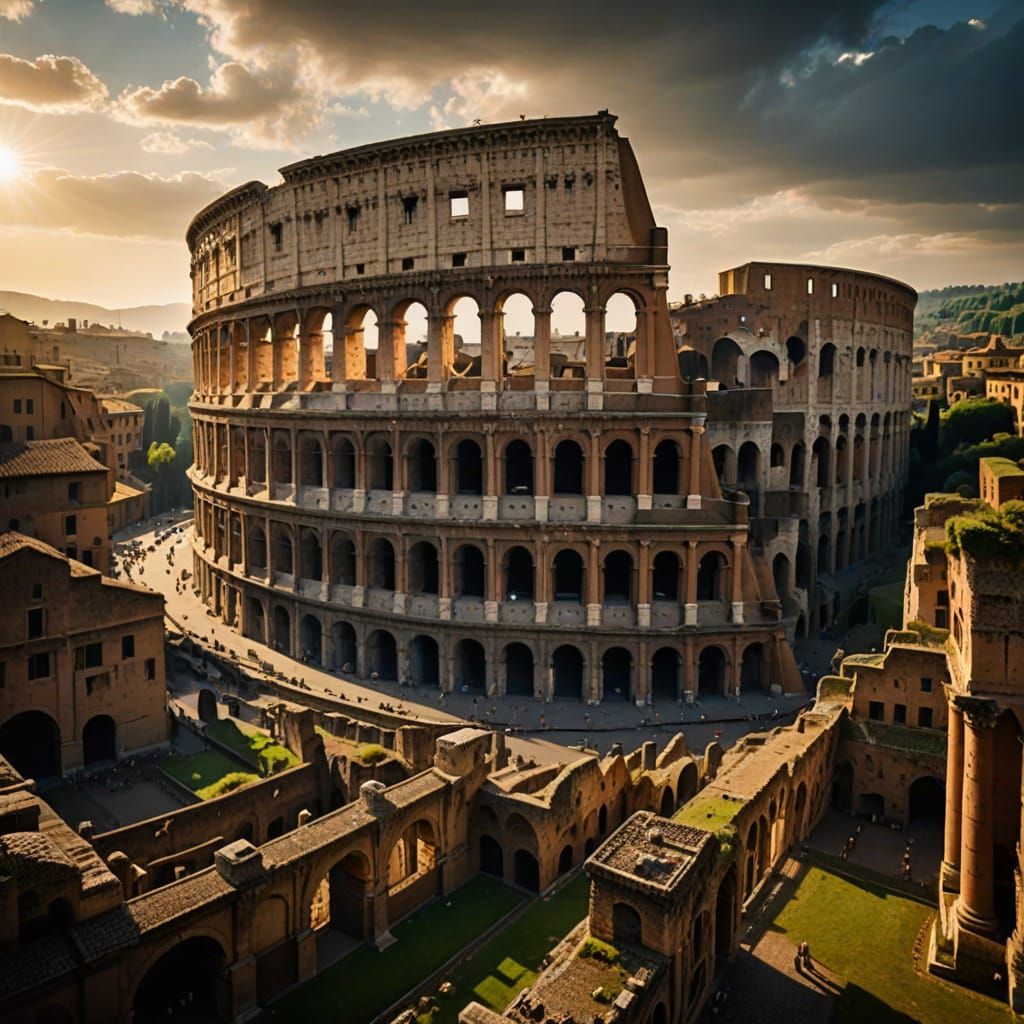 Ethereal Ghost Haunts Ancient Roman Colosseum in C... - AI Art