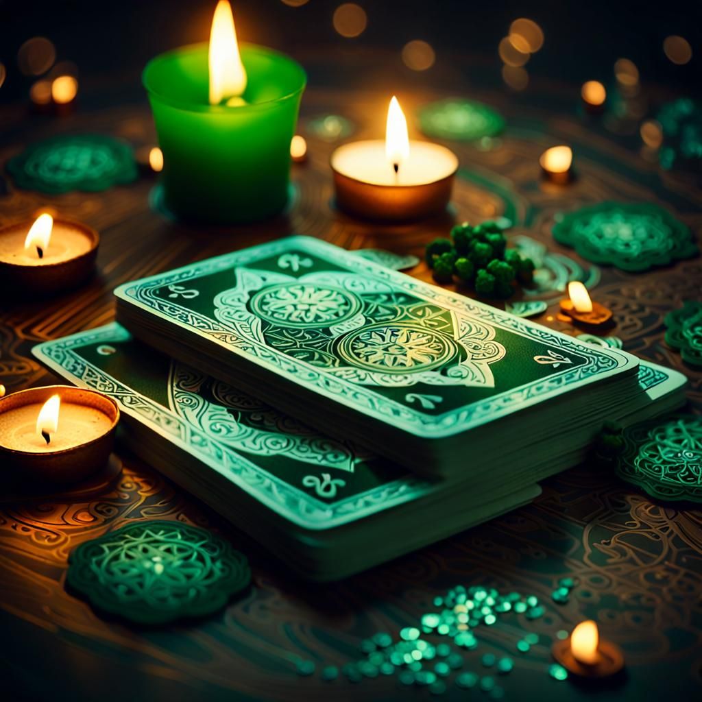 glowing green tarot cards - AI Generated Artwork - NightCafe Creator